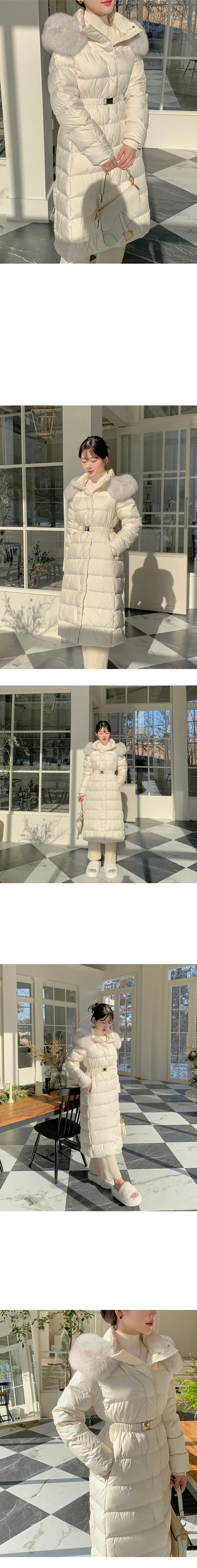 バックルベルトロングファーフードダウンコート | レディースファッション通販 - DHOLIC