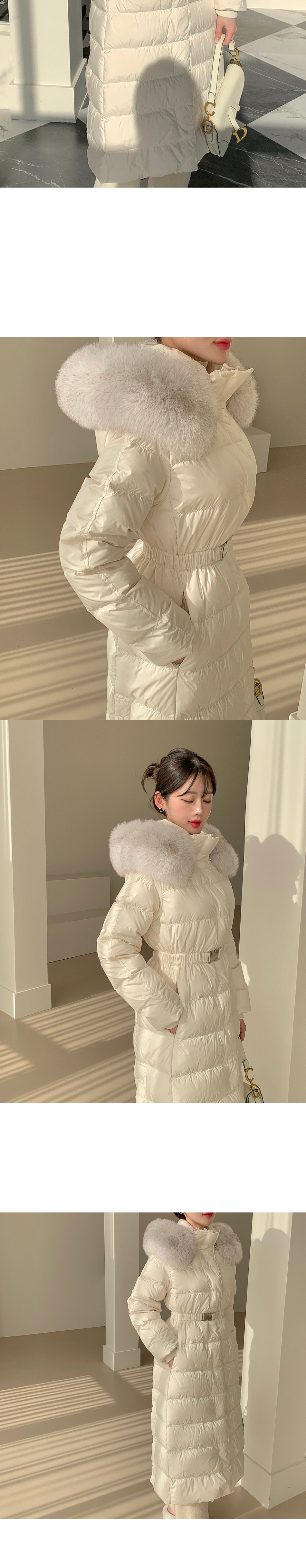 バックルベルトロングファーフードダウンコート | レディースファッション通販 - DHOLIC