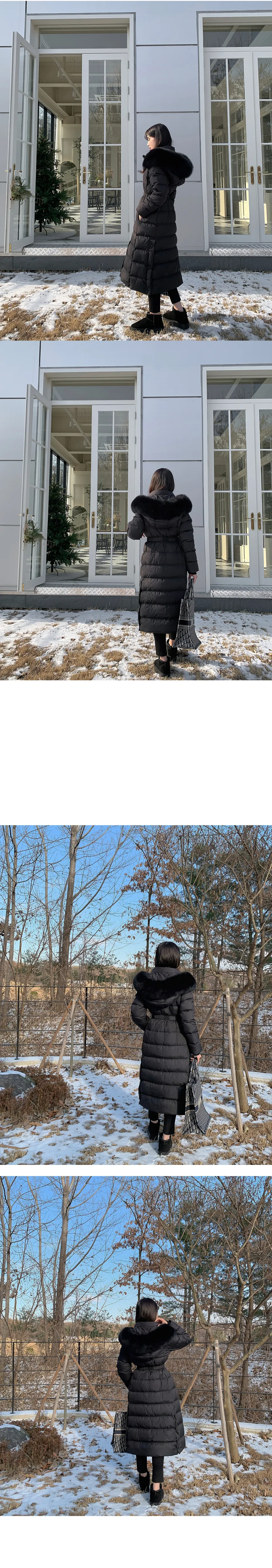 バックルベルトロングファーフードダウンコート | レディースファッション通販 - DHOLIC