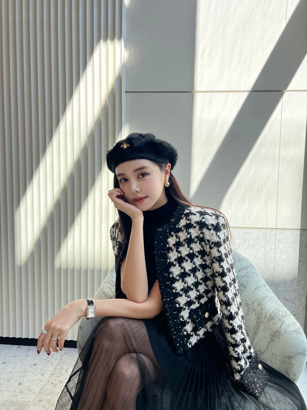 ハウンドトゥースツイードジャケット | レディースファッション通販 - DHOLIC