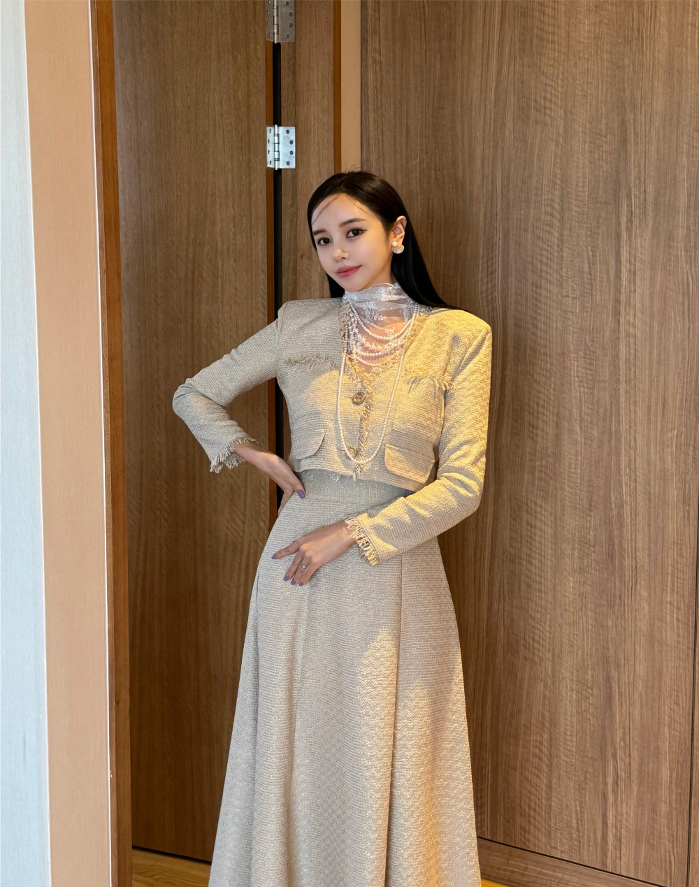 フリンジツイードジャケット&フレアスカートSET | レディースファッション通販 - DHOLIC