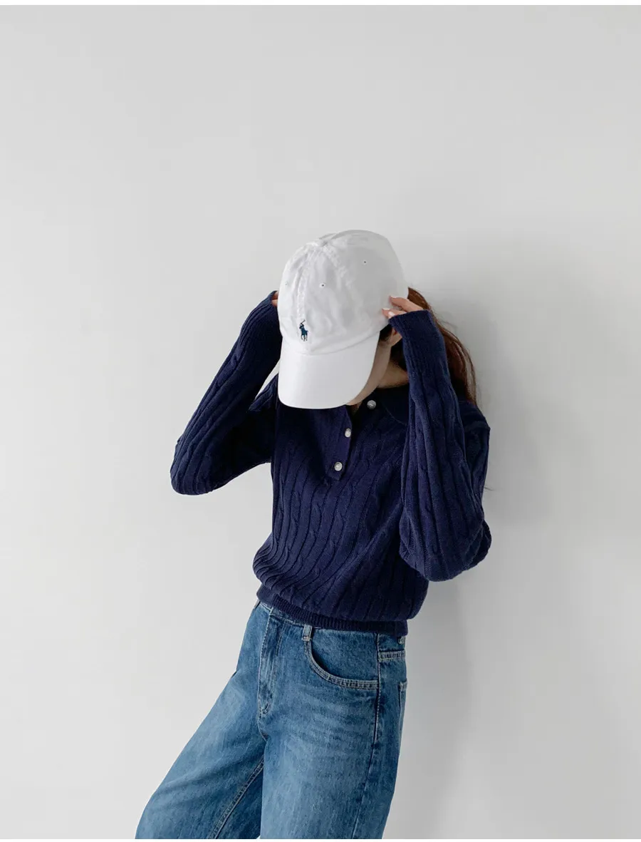 ポロカラーケーブルニット | レディースファッション通販 - DHOLIC