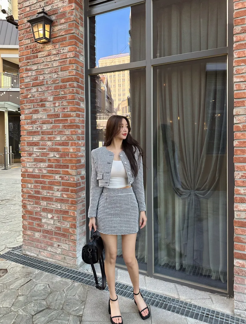 ハンドチェックツイードジャケット&スカートSET | レディースファッション通販 - DHOLIC