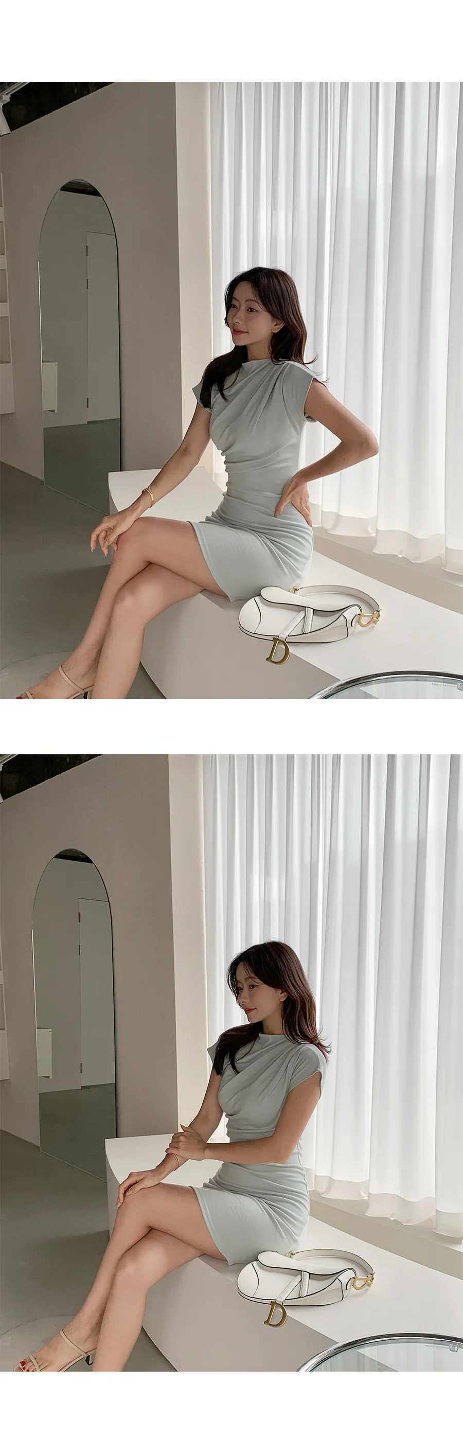 ドレープショートスリーブミニワンピース | レディースファッション通販 - DHOLIC