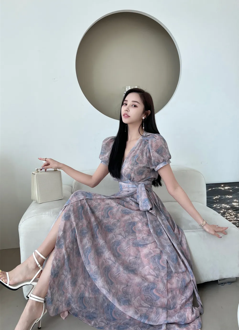 マーブルリボンラップワンピース | レディースファッション通販 - DHOLIC