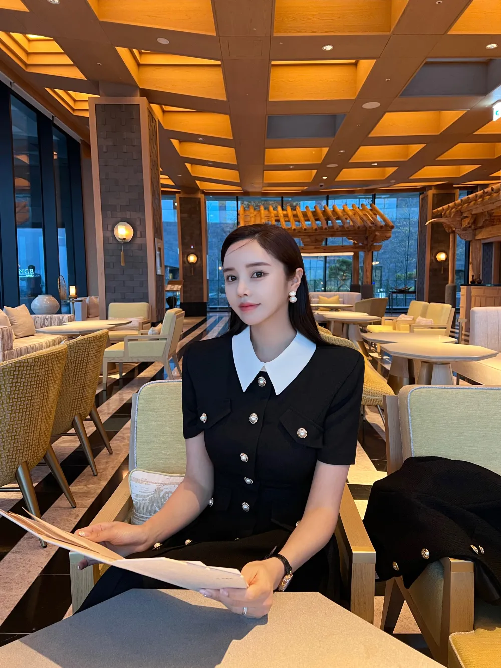 配色カラーピンタックツイードワンピース | レディースファッション通販 - DHOLIC