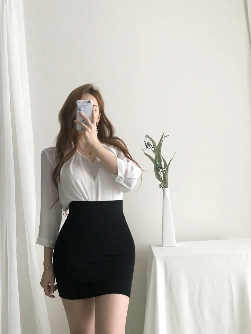 スリットカラータック7分袖ブラウス | レディースファッション通販 - DHOLIC