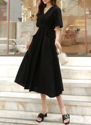 ドロストVネックフレアワンピース | レディースファッション通販 - DHOLIC