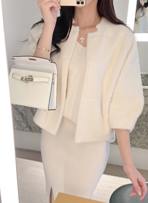 ファータッチボタンレス半袖カーディガン | レディースファッション通販 - DHOLIC