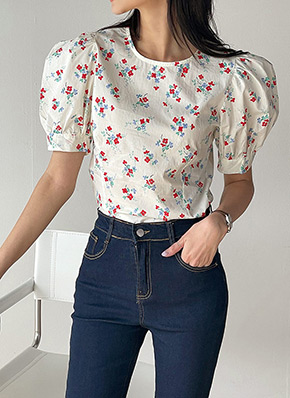 花柄半袖パフブラウス | レディースファッション通販 - DHOLIC