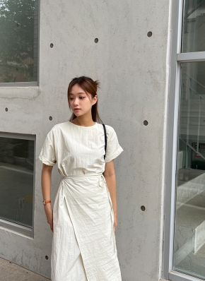 ラップデザインナイロン半袖ワンピース | レディースファッション通販 - DHOLIC