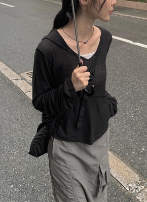 リネン混マフポケットフードTシャツ | レディースファッション通販 - DHOLIC