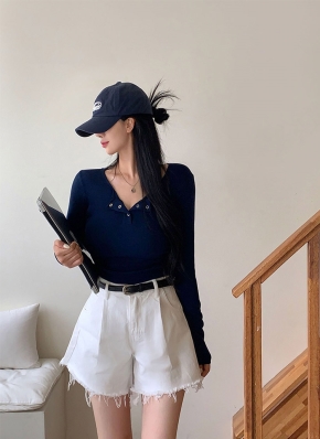 サイドシャーリングボタンTシャツ | レディースファッション通販 - DHOLIC