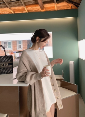 ウール混Vネックバルーンオーバーカーディガン | レディースファッション通販 - DHOLIC