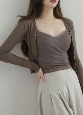 シフォンキャミ&リブカーディガンSET | レディースファッション通販 - DHOLIC