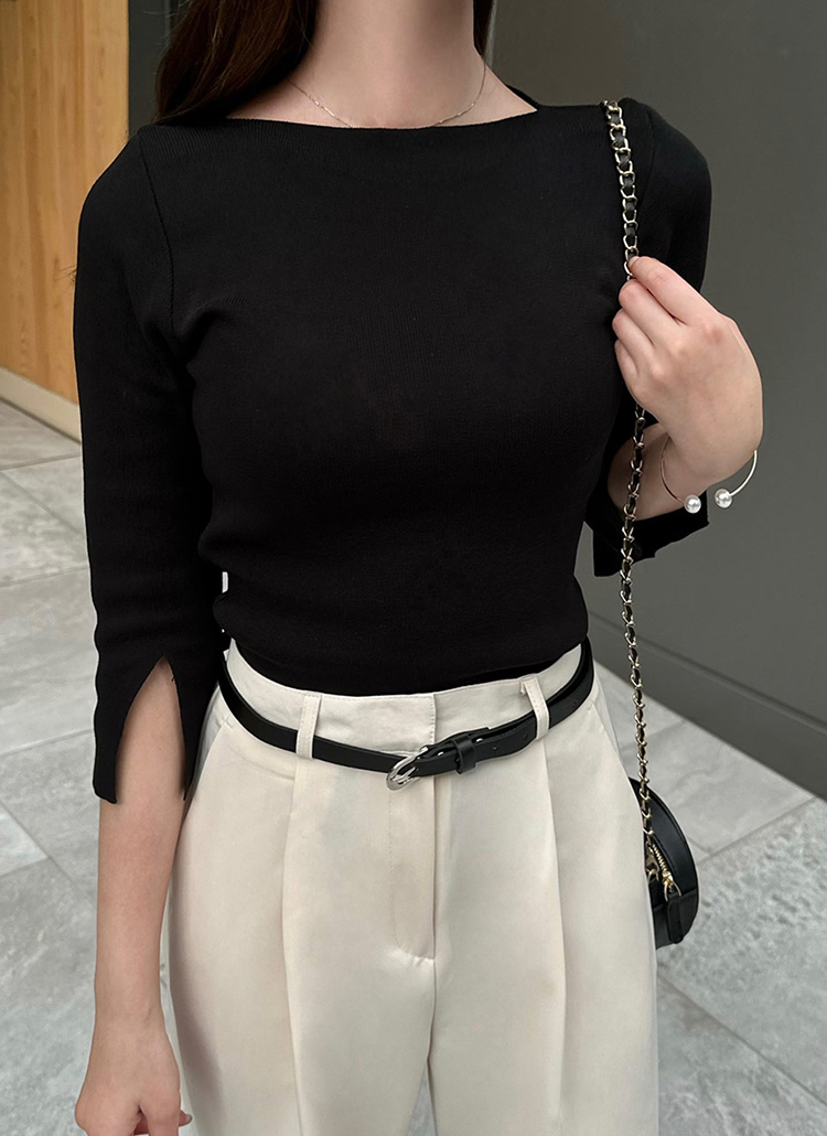 2TYPEスリーブスリットボートネックニット | レディースファッション通販 - DHOLIC