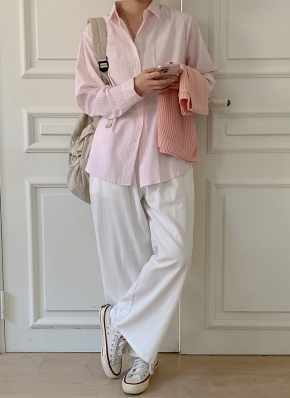 ストライプルーズフィットシャツ | レディースファッション通販 - DHOLIC