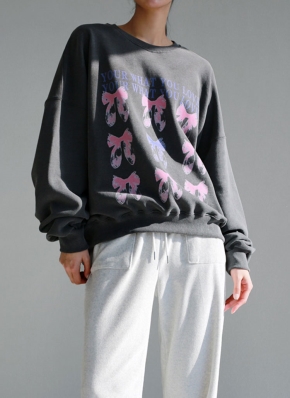 リボンドロップショルダースウェット | レディースファッション通販 - DHOLIC