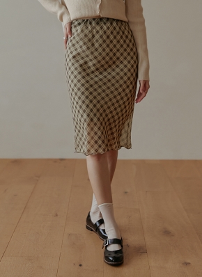 ウェーブヘムチェックシフォンスカート | レディースファッション通販 - DHOLIC