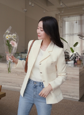 オープンカラースリムジャケット | レディースファッション通販 - DHOLIC
