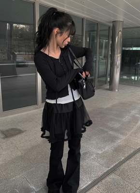 シースルーティアードミニスカート | レディースファッション通販 - DHOLIC