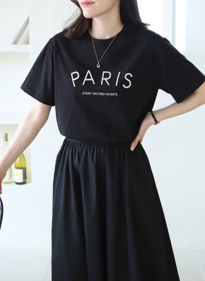 PARIS刺繍半袖Tシャツ | レディースファッション通販 - DHOLIC