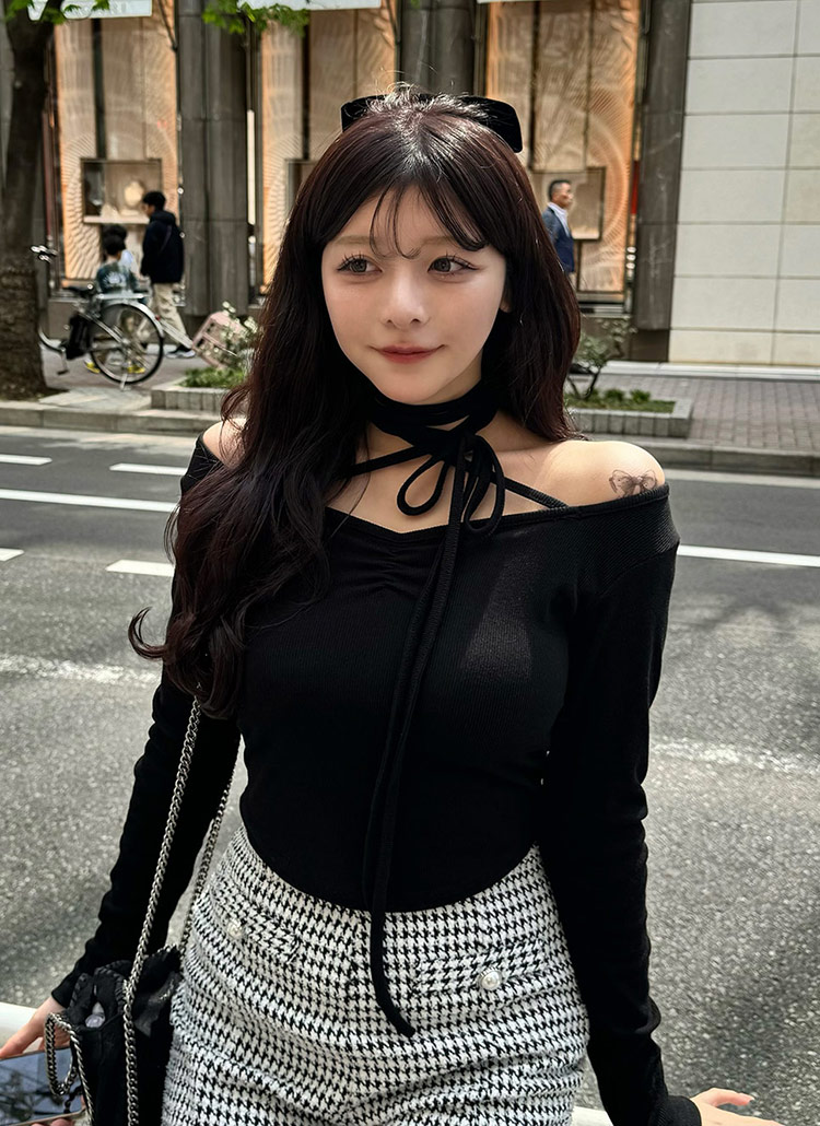 2WAYリボンシャーリングTシャツ | レディースファッション通販 - DHOLIC