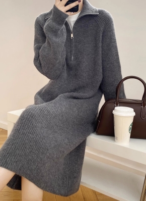 2WAYハーフジップラグランニットワンピース | レディースファッション通販 - DHOLIC